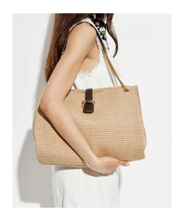 FERRAGAMO Medium Raffia Bag