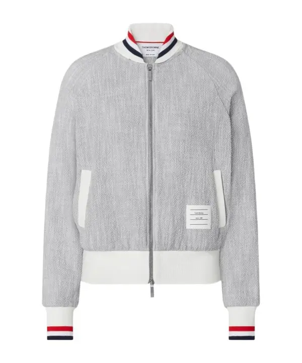 Thom Browne Zip-up Bomber Jacket With Signature Rwb Detailing