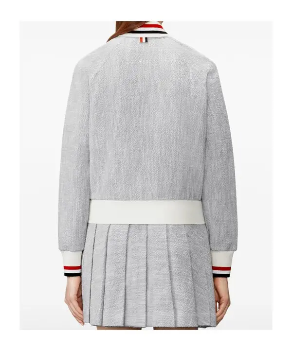 Thom Browne Zip-up Bomber Jacket With Signature Rwb Detailing