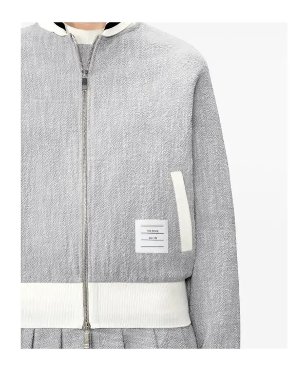 Thom Browne Zip-up Bomber Jacket With Signature Rwb Detailing