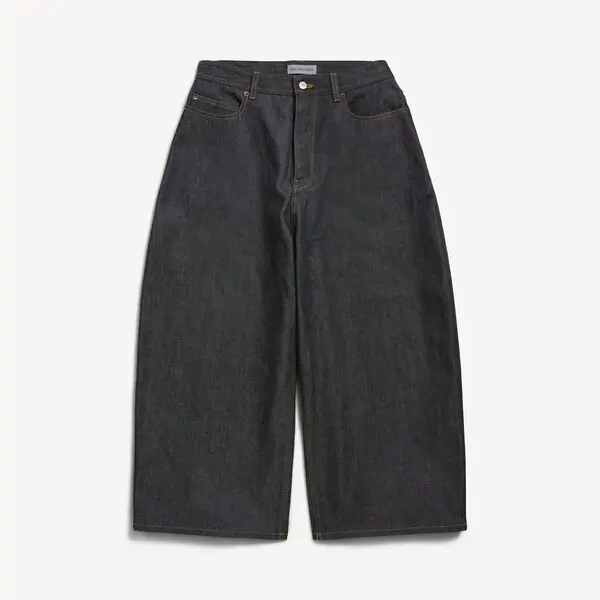 Balenciaga Curved Jeans In Raw Indigo Denim