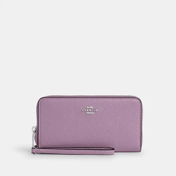 COACH OUTLET Long Zip Around Wallet With Detachable Card Case - Silver/jasmine