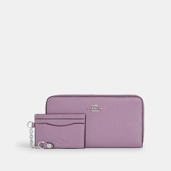 COACH OUTLET Long Zip Around Wallet With Detachable Card Case - Silver/jasmine