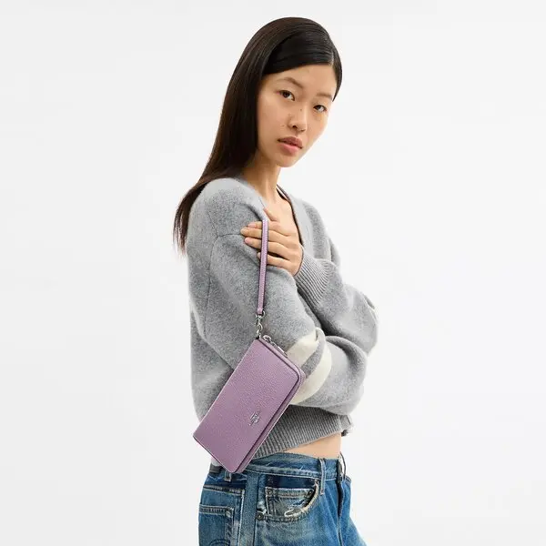 COACH OUTLET Long Zip Around Wallet With Detachable Card Case - Silver/jasmine