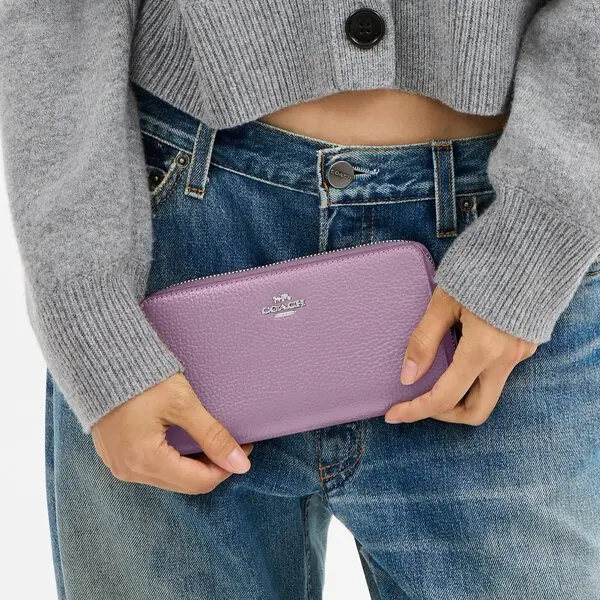 COACH OUTLET Long Zip Around Wallet With Detachable Card Case - Silver/jasmine