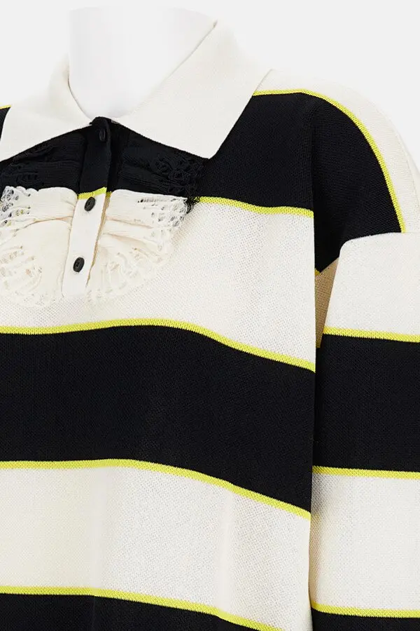 Alexander McQueen Striped Polo With Ruffle Detail