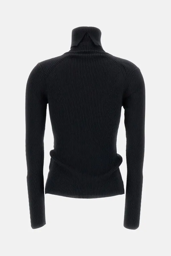Junya Watanabe Stretch Wool Ribbed Turtleneck Sweater