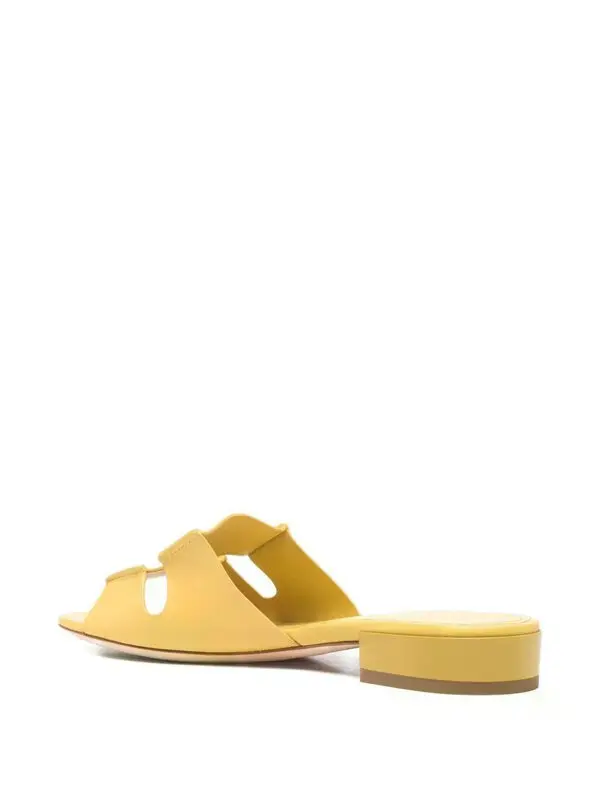 Rodo Mustard Leather Cut-out Sandals