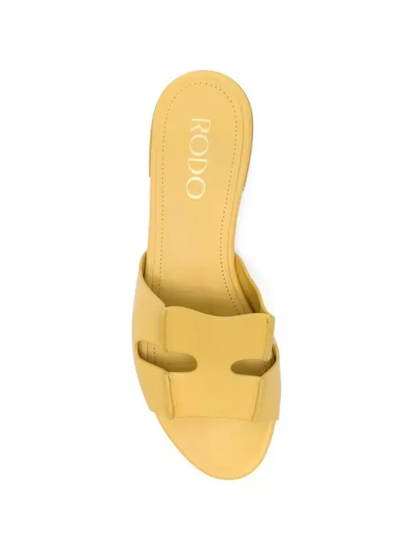 Rodo Mustard Leather Cut-out Sandals