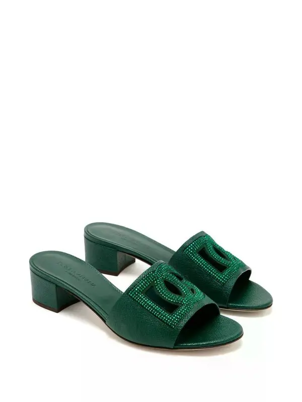 Dolce & Gabbana Logo Plaque Embellished Mules