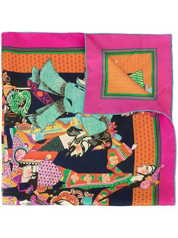 Shanghai Tang Puppets Print Foulard - Pink