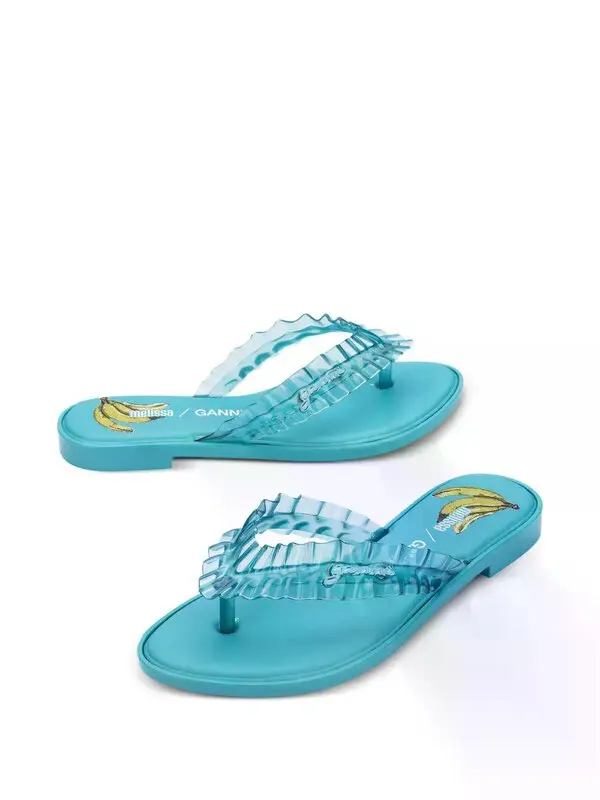 Melissa X Ganni Ruffled Flip-flops - Blue