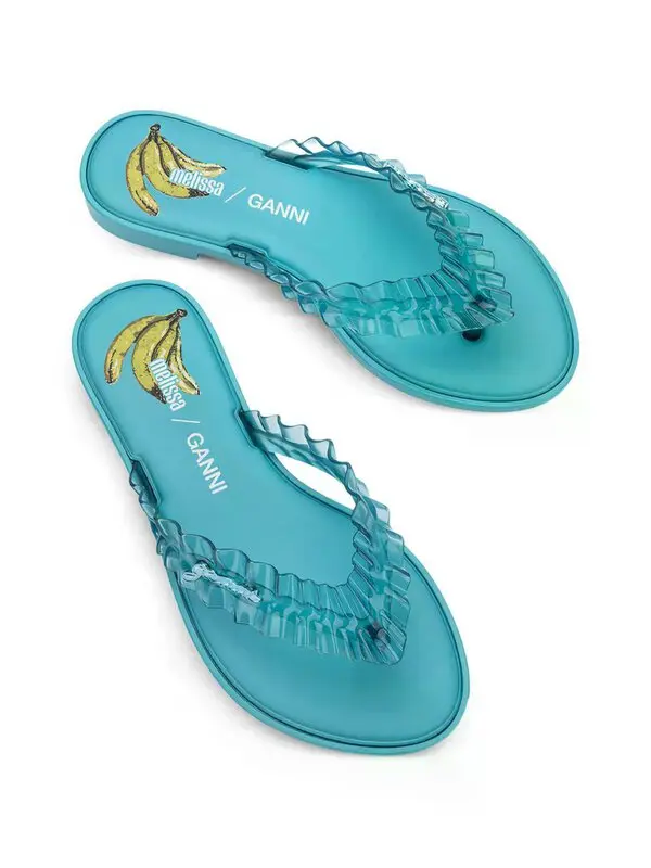 Melissa X Ganni Ruffled Flip-flops - Blue