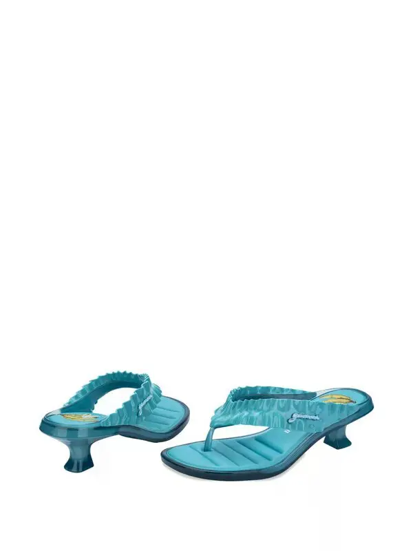 Melissa X Ganni Ruffled Kitten-heel Sandals - Blue