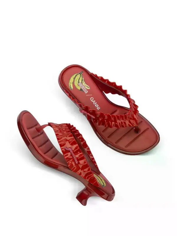 Melissa X Ganni Ruffled Sandals - Red