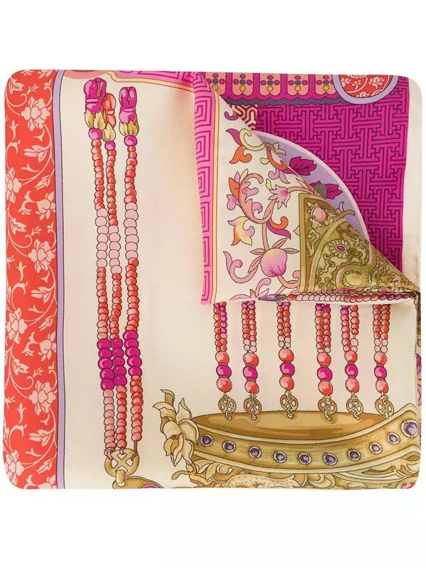 Shanghai Tang Crown Print Foulard
