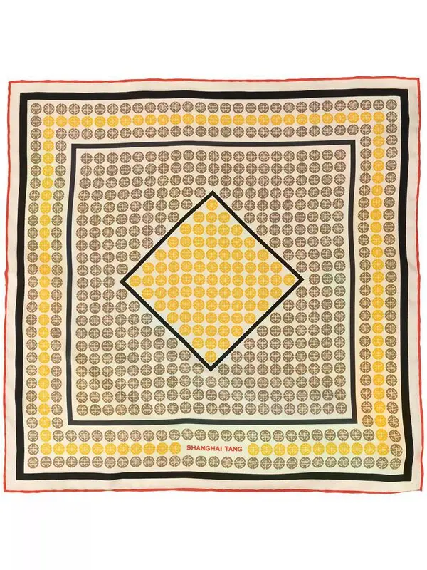 Shanghai Tang Shòu Character Pocket Square - Yellow