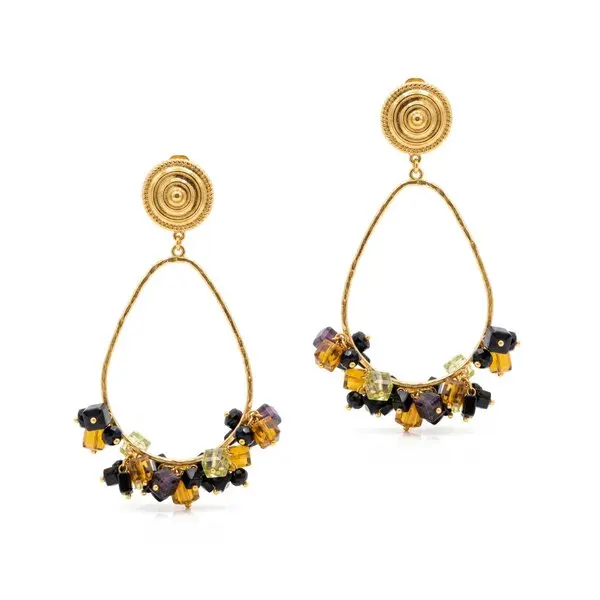 JAREDJAMIN Gold Plated Cubism Drop Earrings With Onyx And Glass - Gold/black