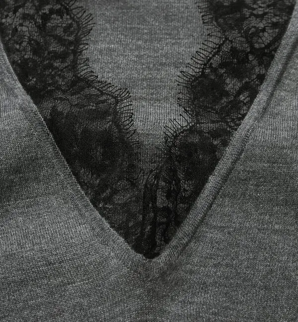 Dior Christian Lace Embellished Knitted Jumper - Black