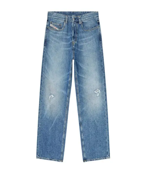 DIESEL® 2001 D-macro Relaxed-fit Distressed Denim Jeans - Medium Blue