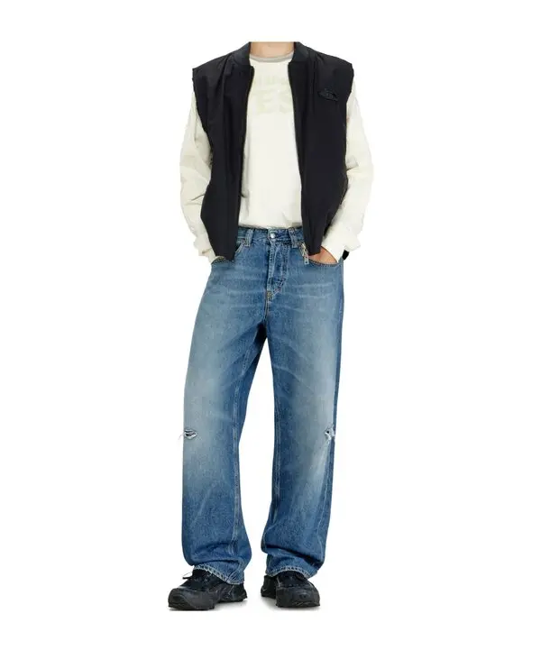 DIESEL® 2001 D-macro Relaxed-fit Distressed Denim Jeans - Medium Blue