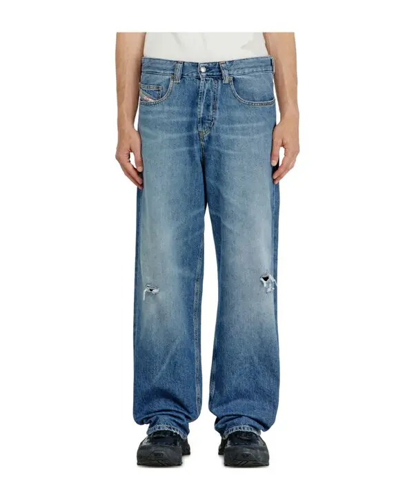 DIESEL® 2001 D-macro Relaxed-fit Distressed Denim Jeans - Medium Blue