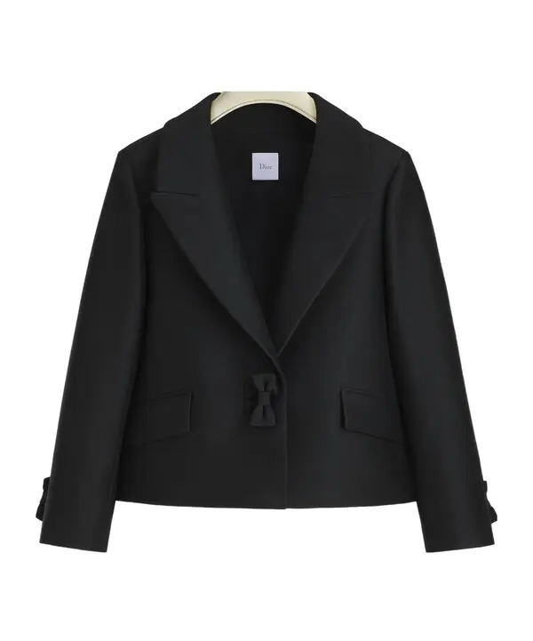 Dior Cropped Jacket With Bow Detail - Black