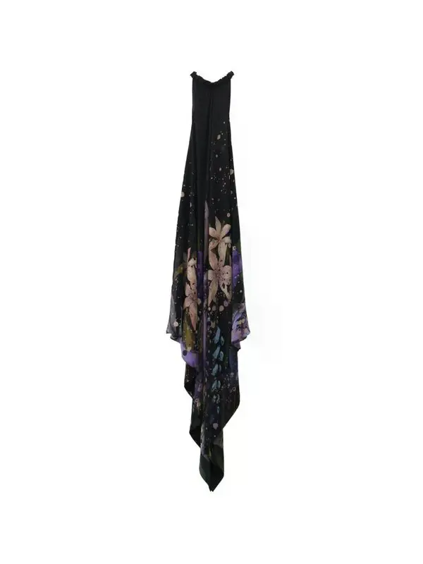YANGKEHAN Maxi Floral-print Silk Dress