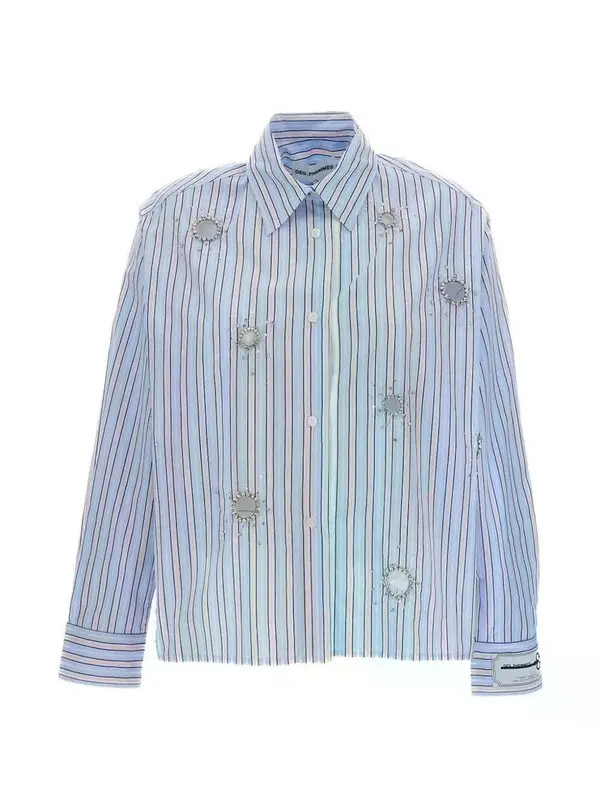 DES_PHEMMES Crystal Embellished Striped Shirt