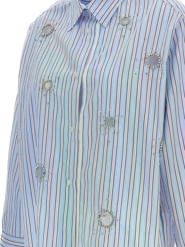 DES_PHEMMES Crystal Embellished Striped Shirt