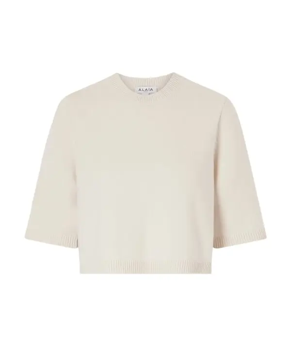 Alaïa Cropped Cashmere-blend Sweater - White
