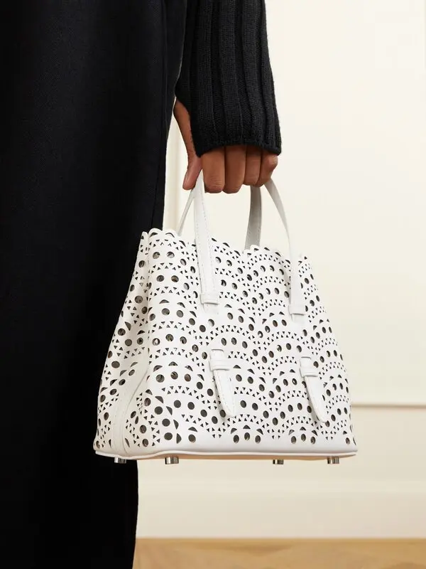 Alaïa Mina 20 Laser-cut Leather Tote - Neutrals