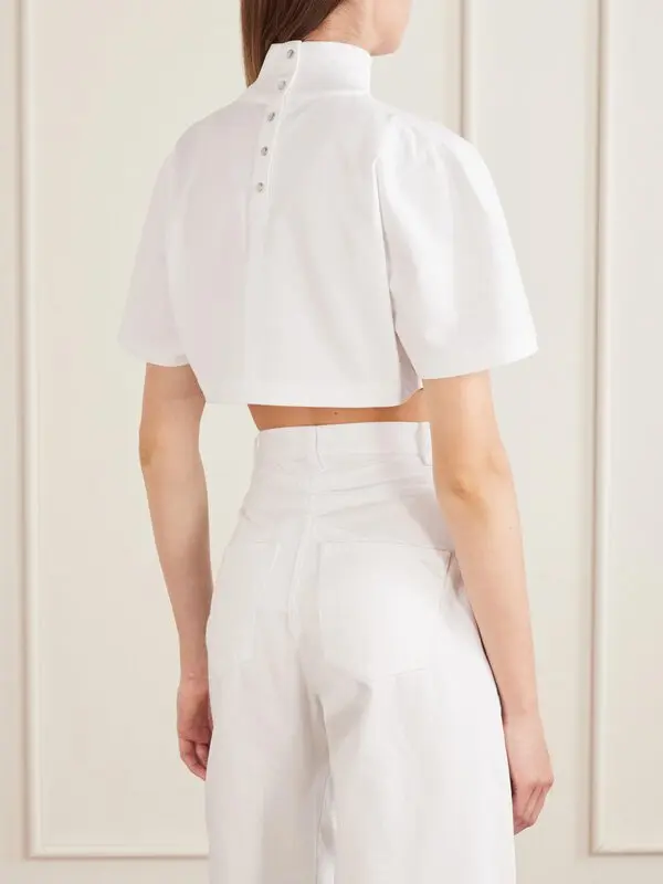 Alaïa Cropped Cotton-jersey Turtleneck T-shirt - White