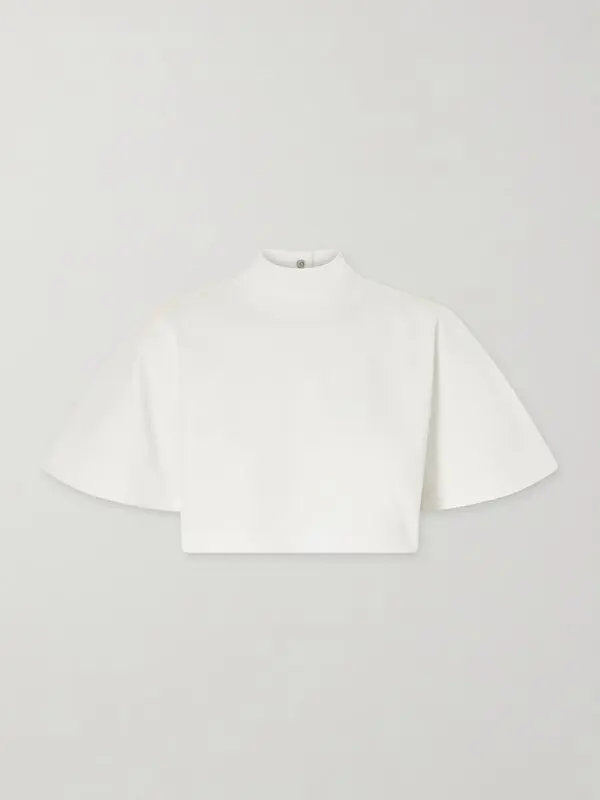 Alaïa Cropped Cotton-jersey Turtleneck T-shirt - White