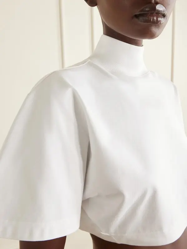 Alaïa Cropped Cotton-jersey Turtleneck T-shirt - White