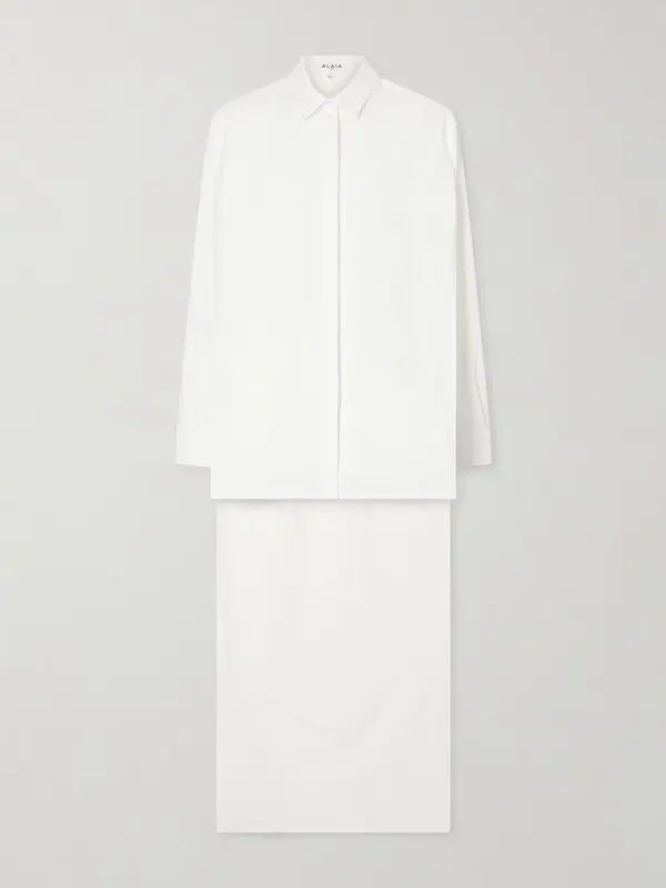 Alaïa Asymmetric Cotton Poplin Shirt - White