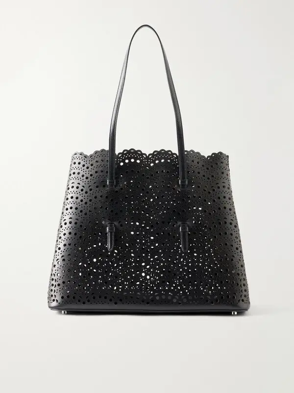 Alaïa Mina 37 Laser-cut Leather Tote - Black