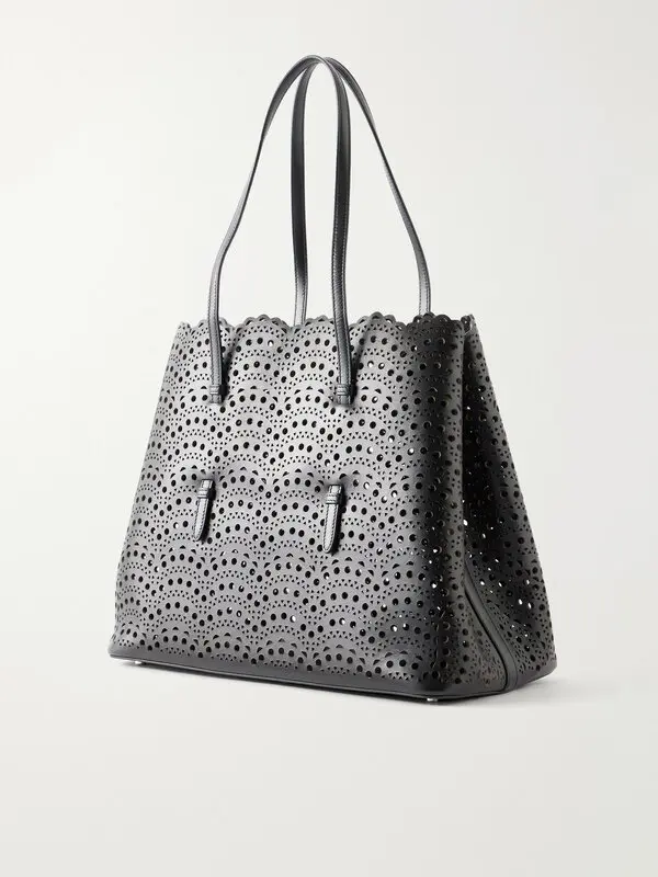 Alaïa Mina 37 Laser-cut Leather Tote - Black