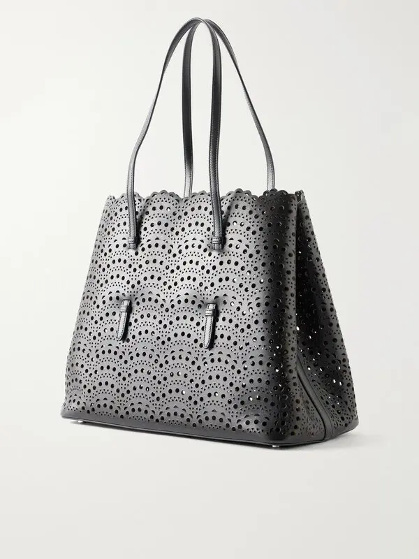 Alaïa Mina 37 Laser-cut Leather Tote - Black