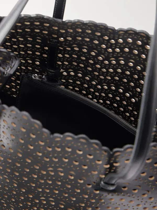 Alaïa Mina 37 Laser-cut Leather Tote - Black