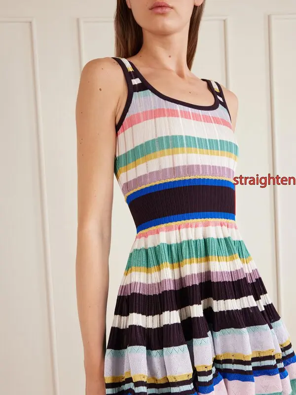 Alaïa Tiered Pointelle-knit Mini Dress - Multi