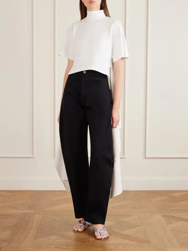 Alaïa Asymmetrical Cotton-blend Jersey T-shirt