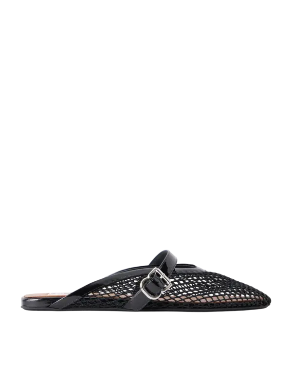 Alaïa Fishnet Flat Mules - Black