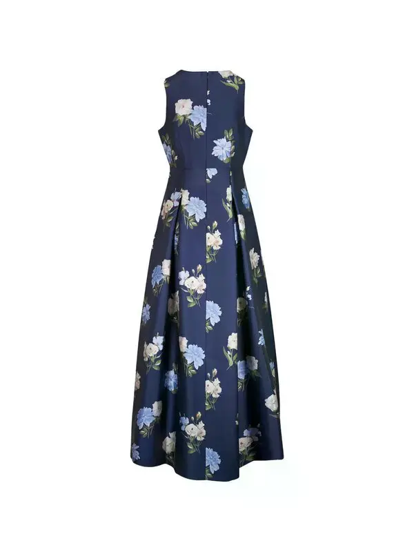 Sachin & Babi Floral Print V-neck Pleated Dress - Blue