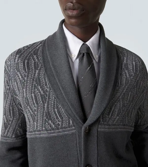 Brunello Cucinelli Striped Silk And Cotton Neck Tie - Black