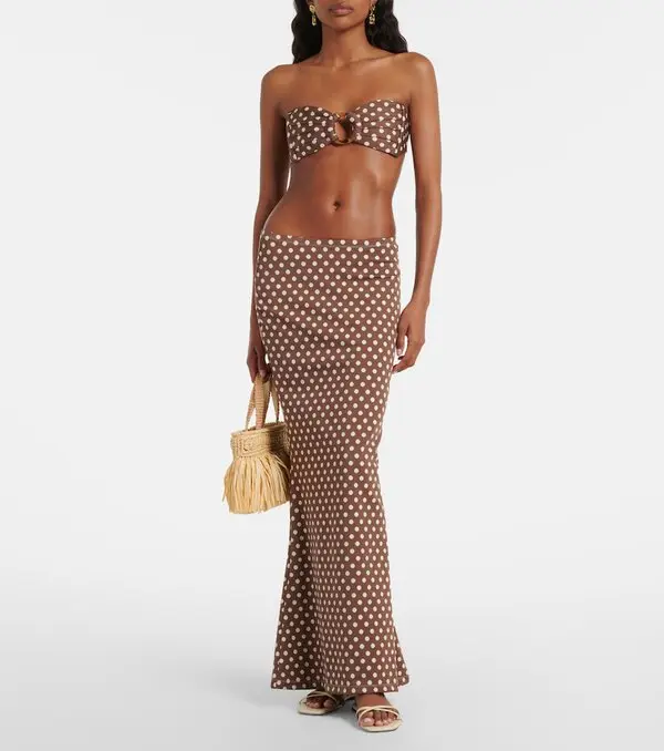 MONTCE Natalia Polka Dot Maxi Skirt - Brown