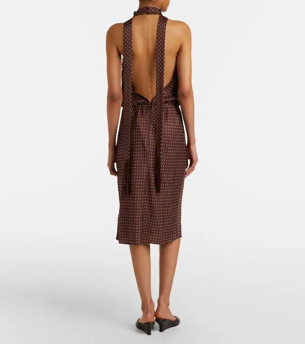 Posse Phoebe Polka-dot Halterneck Midi Dress - Brown