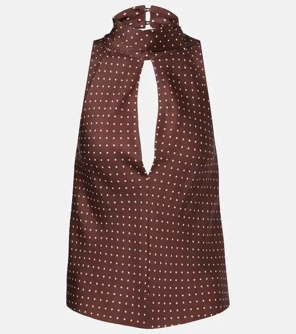 Posse Phoebe Polka-dot Halterneck Top - Brown