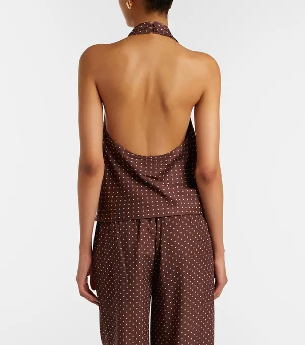 Posse Phoebe Polka-dot Halterneck Top - Brown