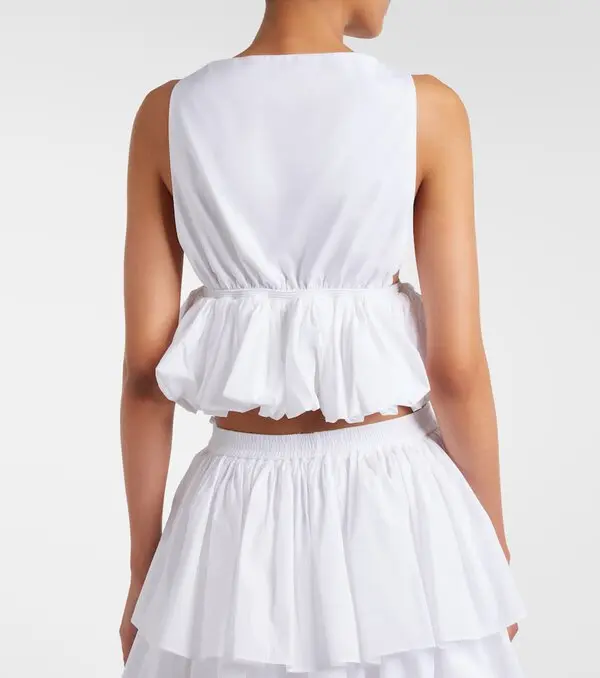 Alaïa Peplum Cotton Top - White